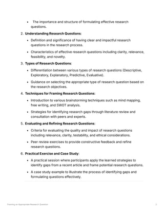 Framing an Appropriate Research Question ...