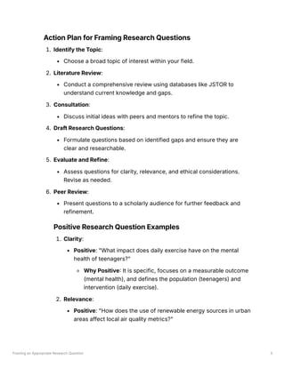 Framing an Appropriate Research Question ...