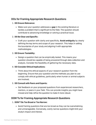 Framing an Appropriate Research Question ...