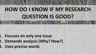 Framing a research question | PPTX