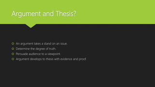 Framing arguments - Research Writing | PPTX