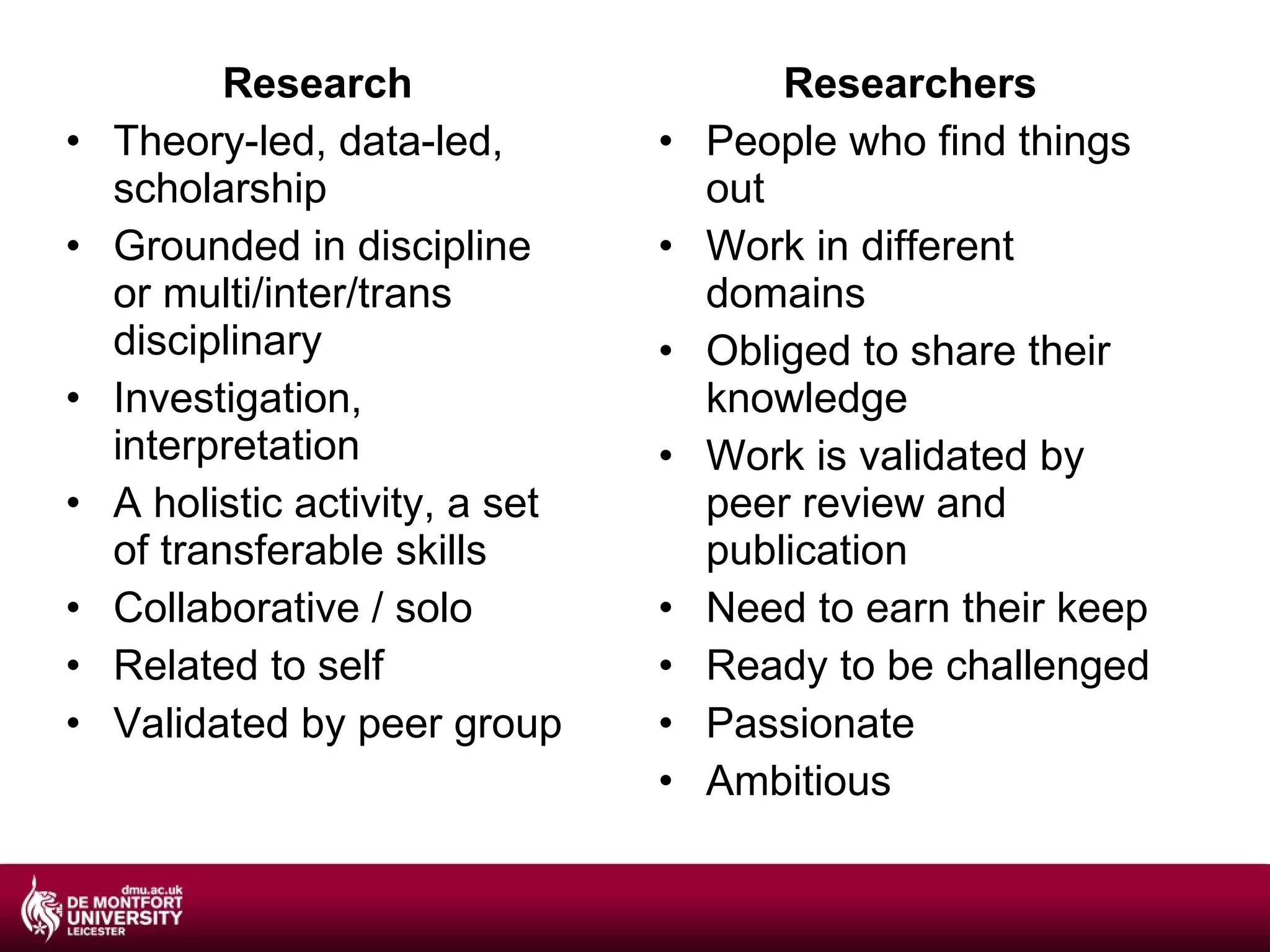 Framing research and researchers | PPT