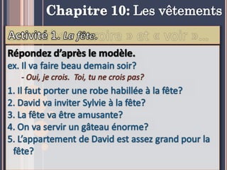 Français 1B - Chapitre 10 - notes NEW