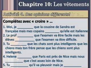 Français 1B - Chapitre 10 - notes NEW