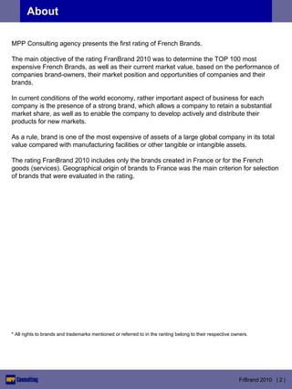 FranBrand 2010 - TOP 100 French Brands | PDF