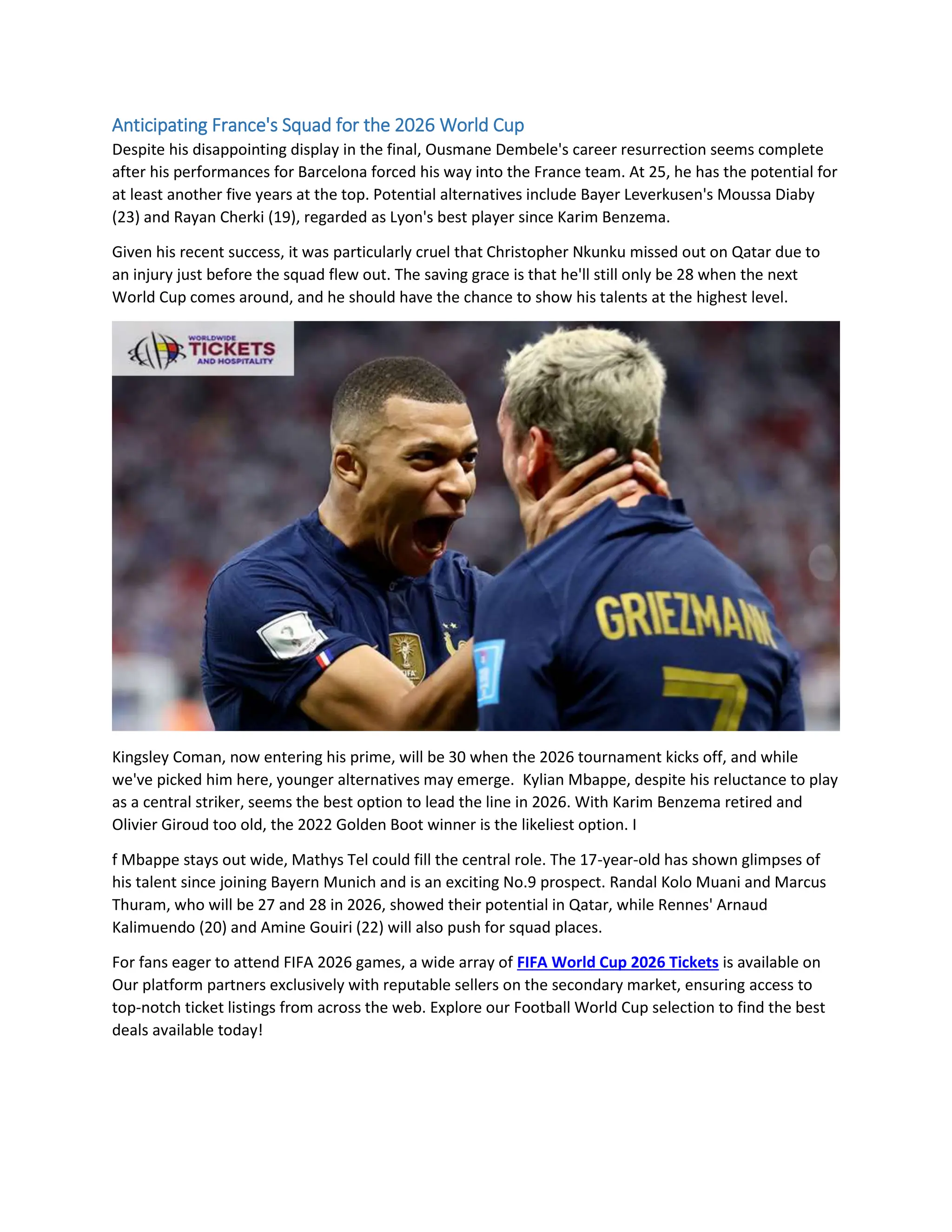 France FIFA World Cup Expected Lineup for France at the FIFA 2026 World ...