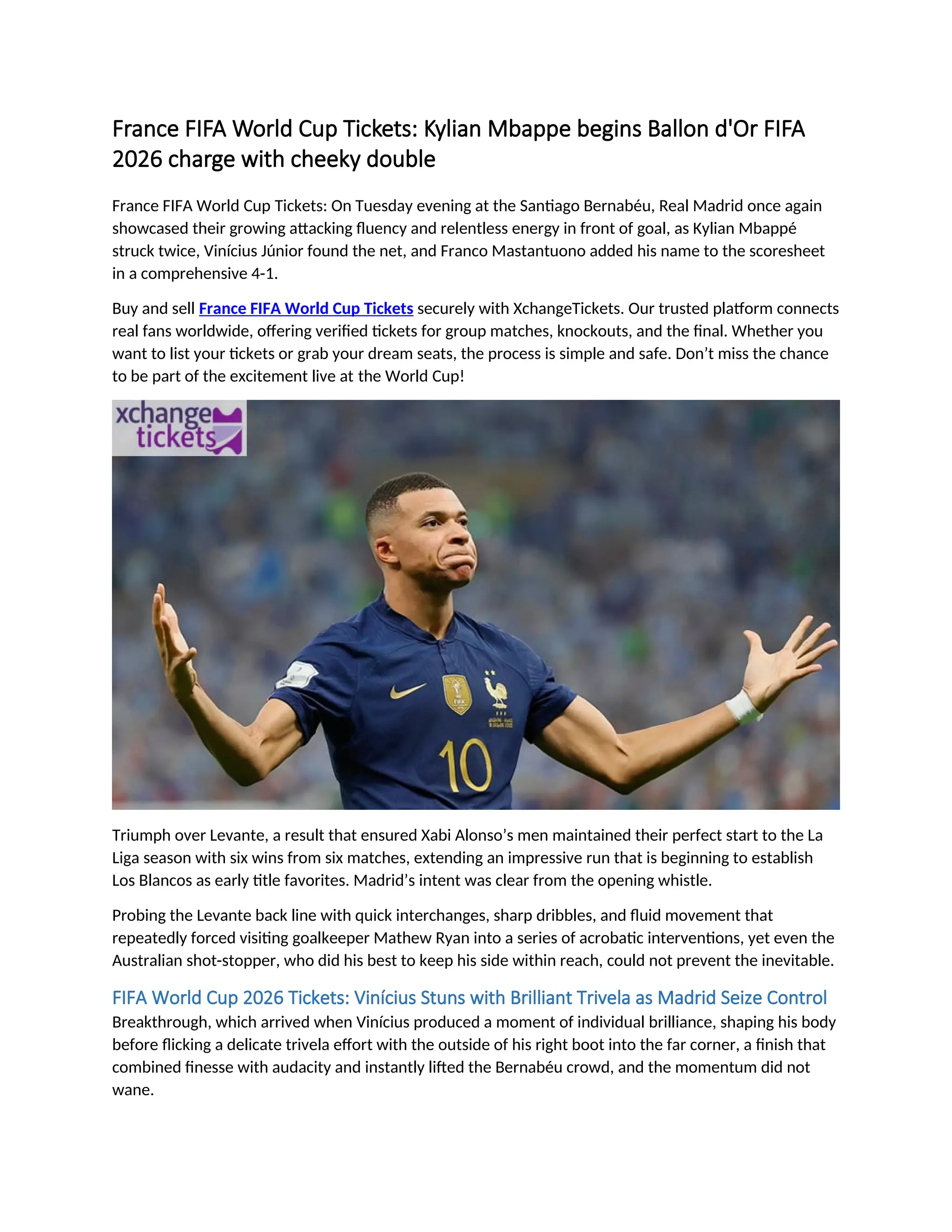 France FIFA World Cup Tickets Kylian Mbappe begins Ballon d'Or FIFA ...