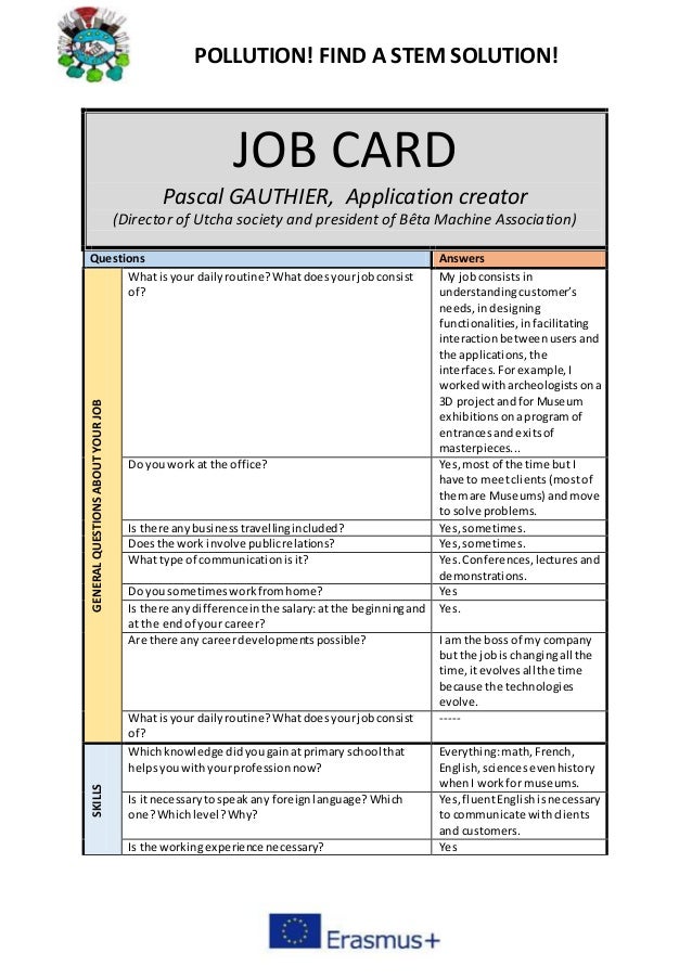 Job Card Pascal GAUTHIER