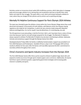 France Olympic New measures in place at Paris 2024 to support athlete ...