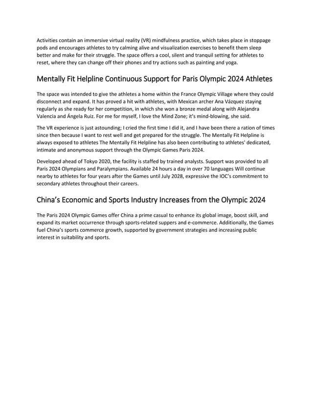 France Olympic New measures in place at Paris 2024 to support athlete ...