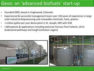 Frances Arnold: Gevo: An "Advanced Biofuels" Start-Up | PPTX