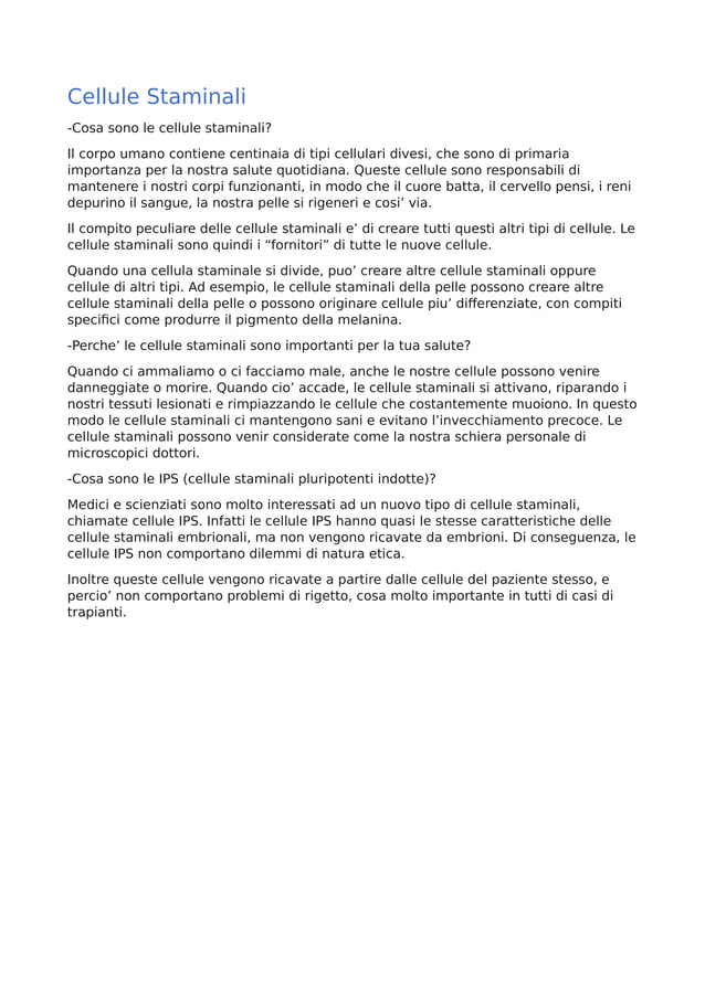 Cellule staminali | PDF