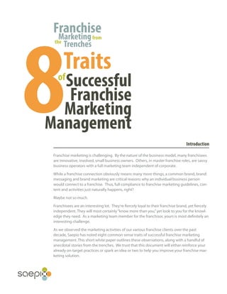 Franchise Marketing From the Trenches-8 Traits of Successful Franchise ...