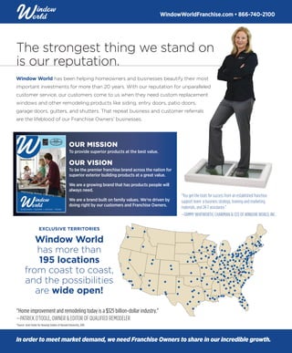 Window World Franchising Insert | PDF | Home Improvement | Home & Garden