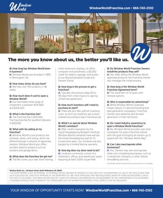 Window World Franchising Insert | PDF | Home Improvement | Home & Garden