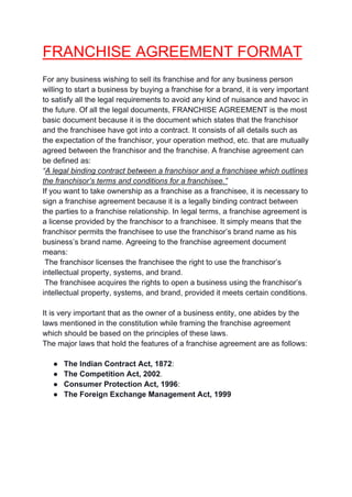 Franchise agreement sample | PDF