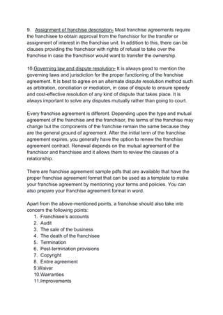 Franchise agreement sample | PDF