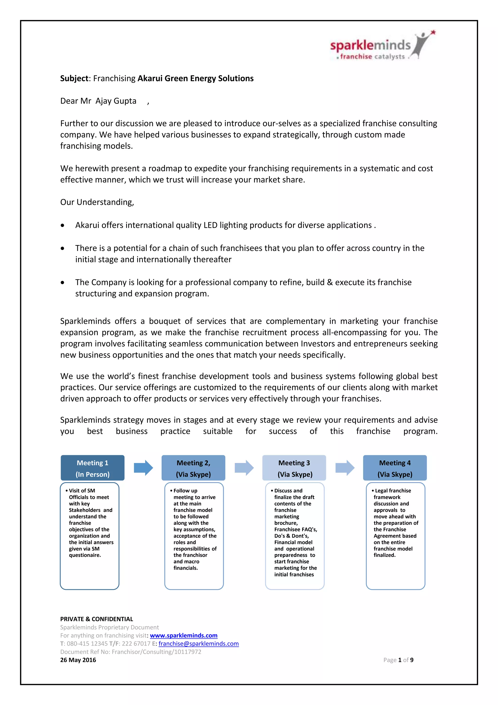 Sparkle Minds Franchise Development Proposal for some local company | PDF