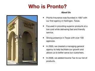 Pronto Franchise Presentation | PPT