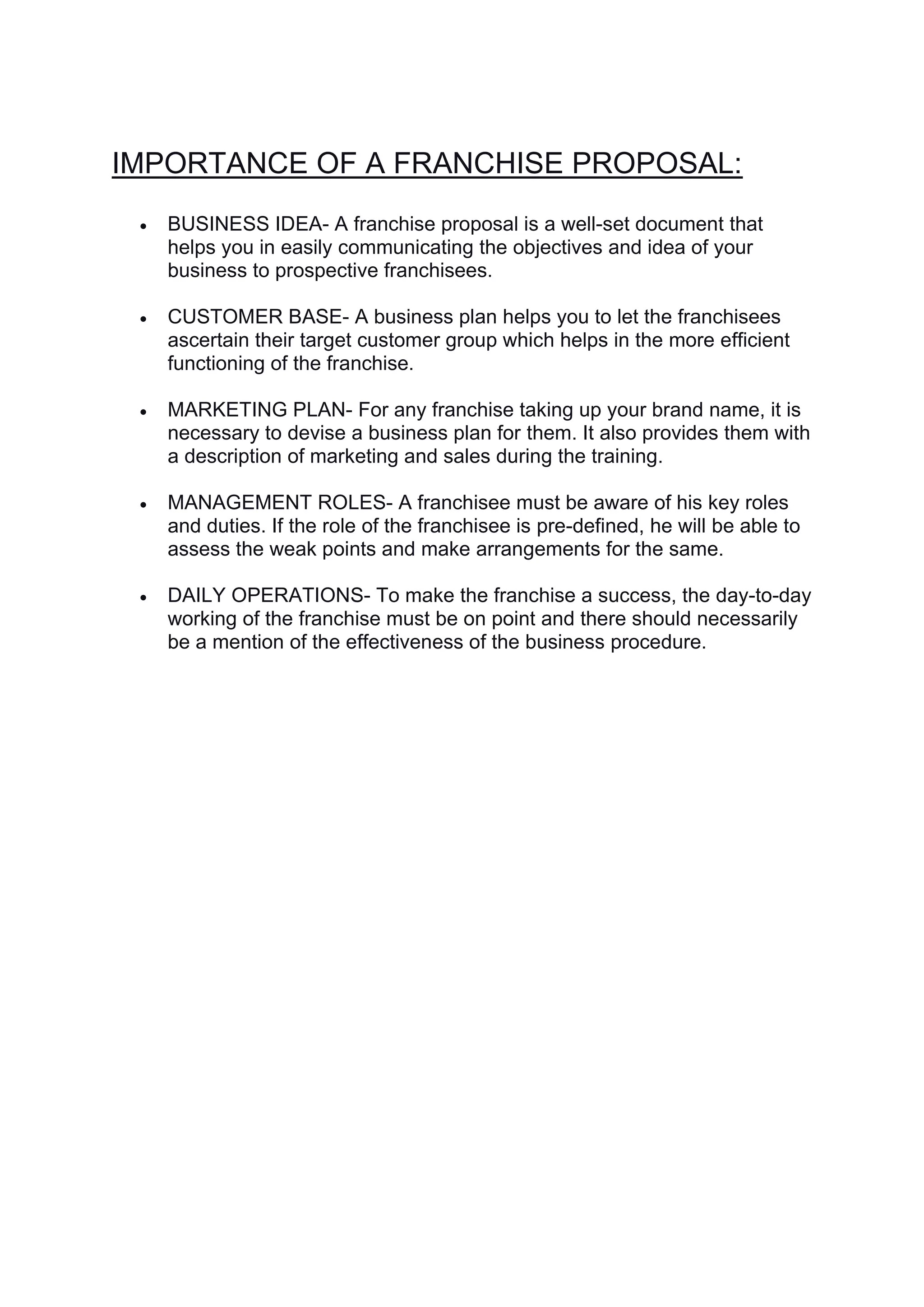 Franchise proposal sample | PDF