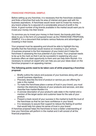 Franchise proposal sample | PDF
