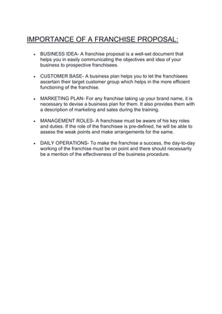 Franchise proposal sample | PDF