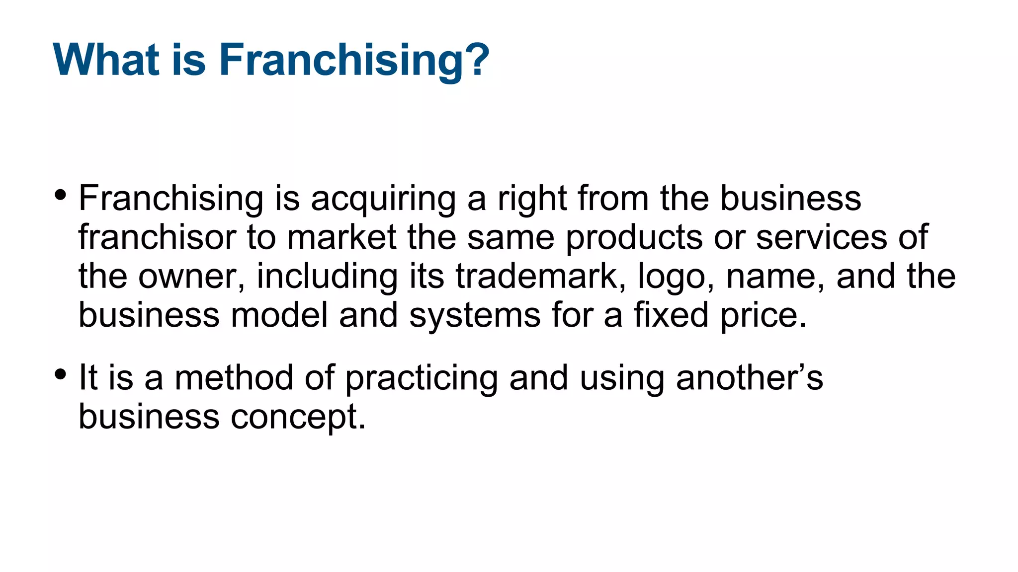 Franchising 1 | PPT