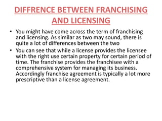 Franchising and licensing | PPTX
