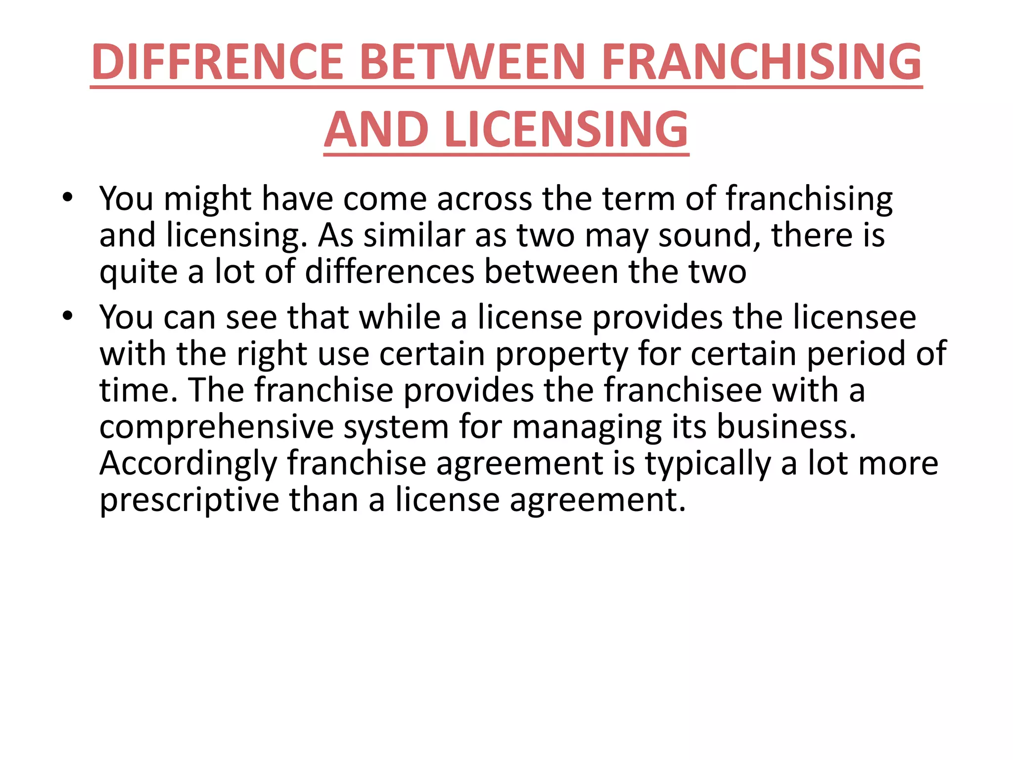 Franchising & licensing | PPTX