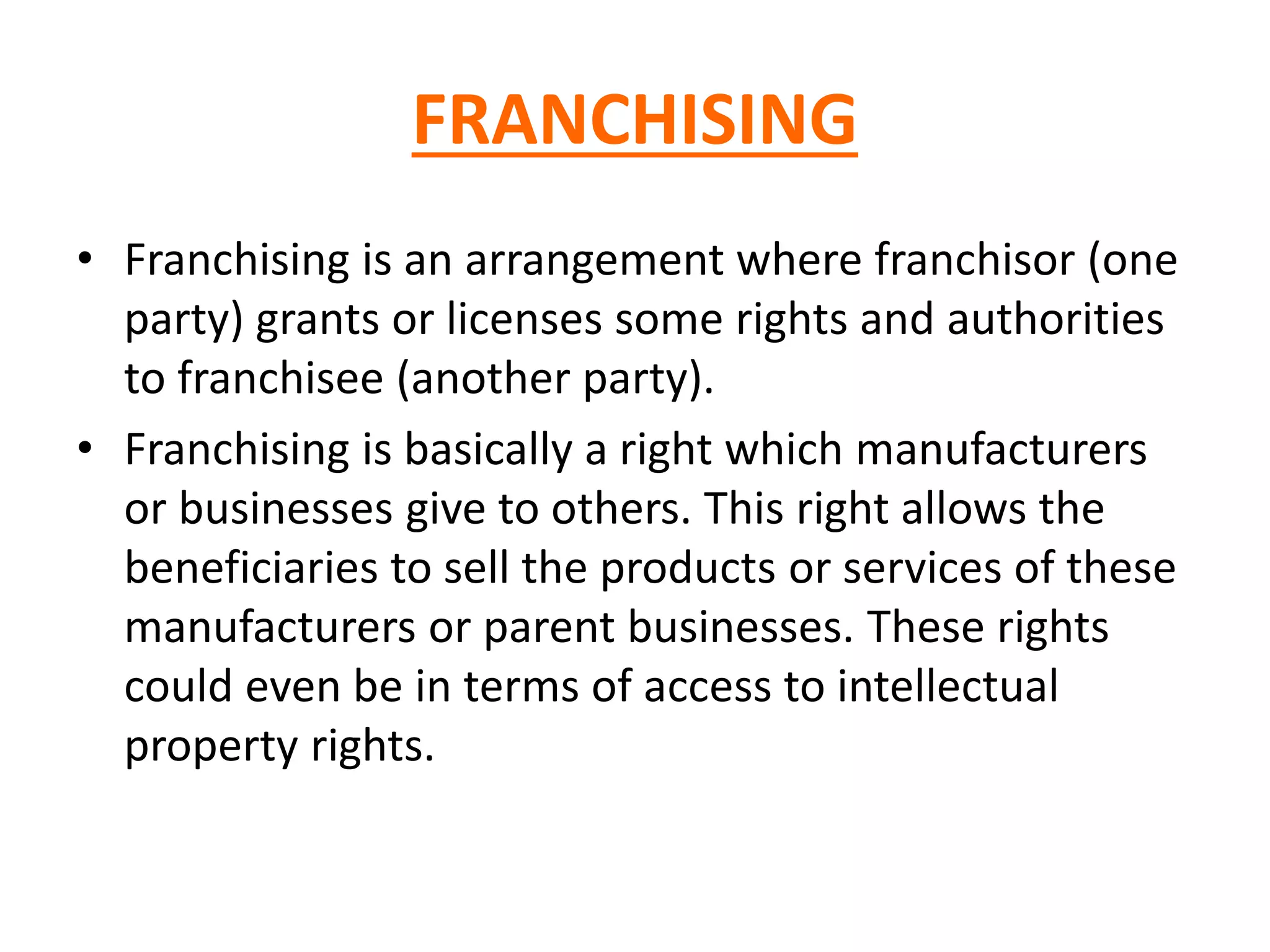 Franchising & licensing | PPTX