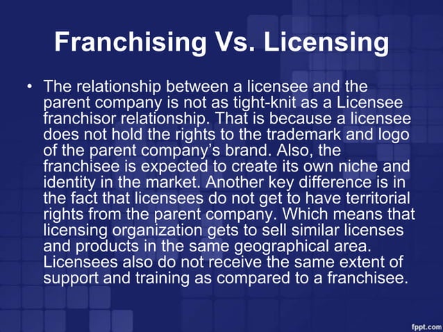 Franchising vs. licensing | PPTX