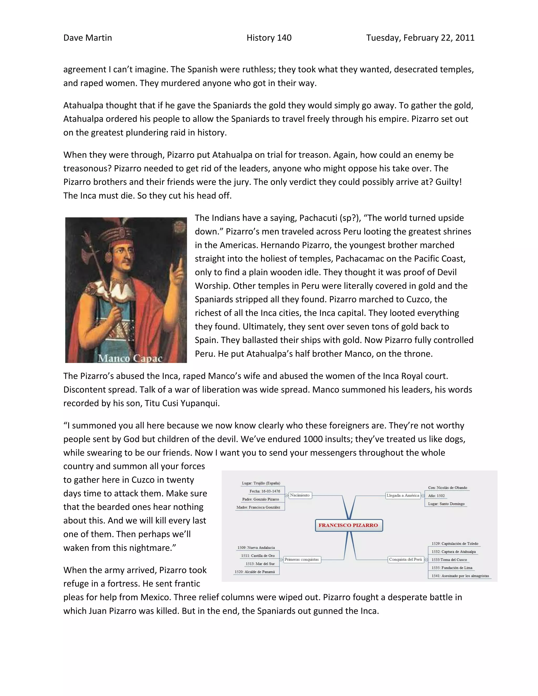 Francisco pizaro and the inca conquest rev 1 | PDF