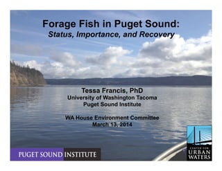 "Forage Fish in Puget Sound," Presentation to WA House Environment ...