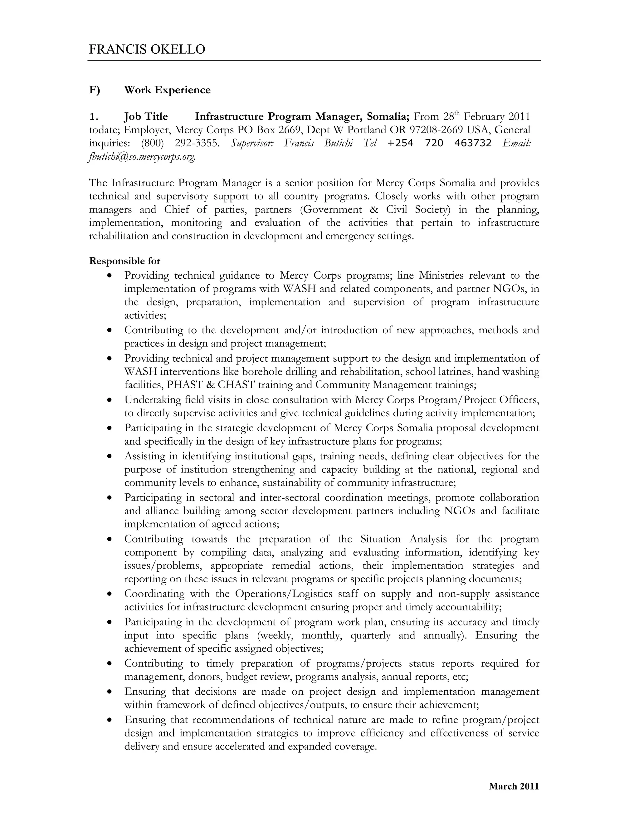 Francis Okello Resume | PDF