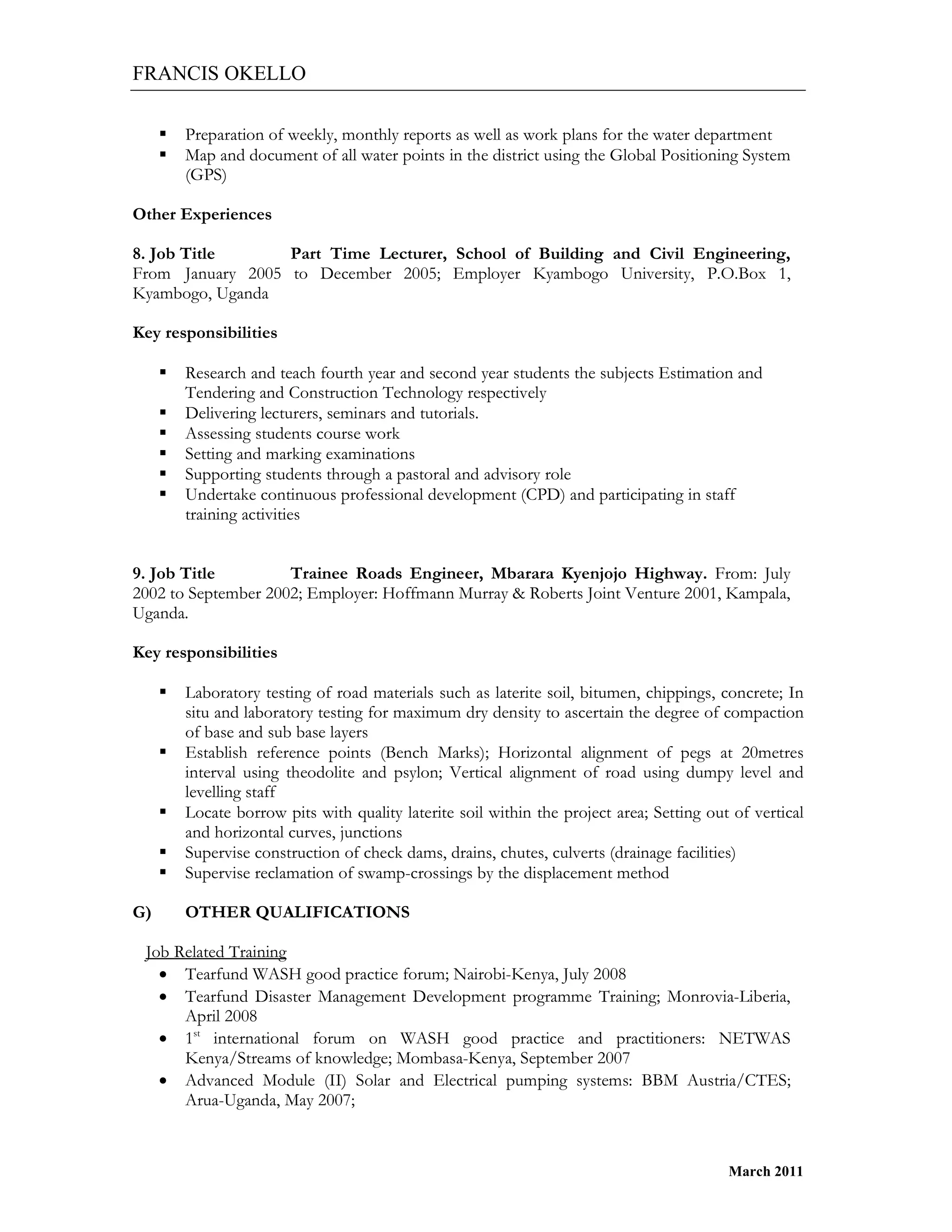 Francis Okello Resume | PDF