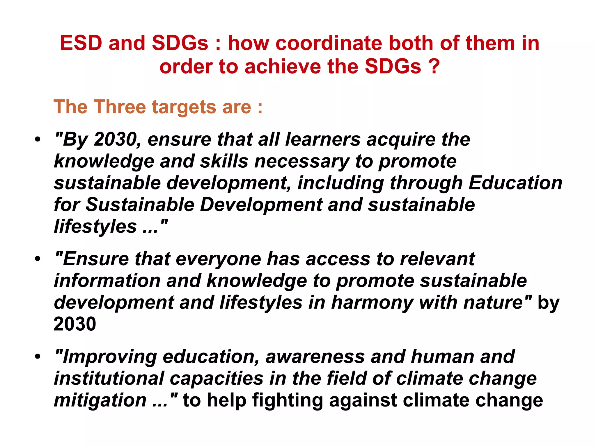 Introduction to the Overarching Theme: ESD and the SDGs – How Can RCEs ...