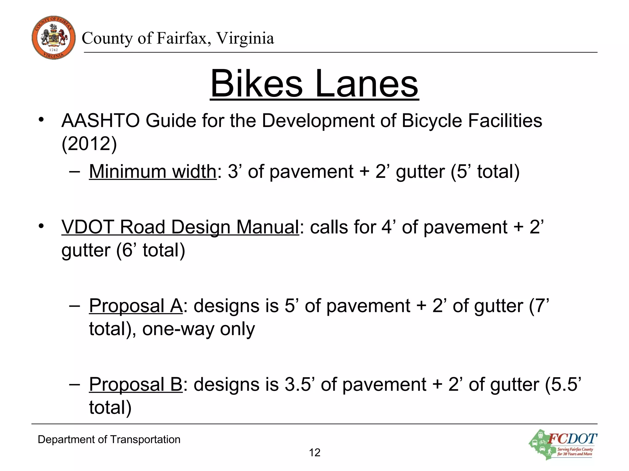 Proposed Bicycle Facilities: VDOT Summer 2015 Repaving-Franconia Road | PPT