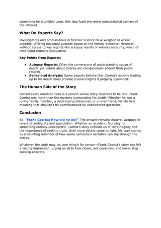 Frank Csorba_ How Did He Die_ Uncovering the Mystery Behind His Tragic ...