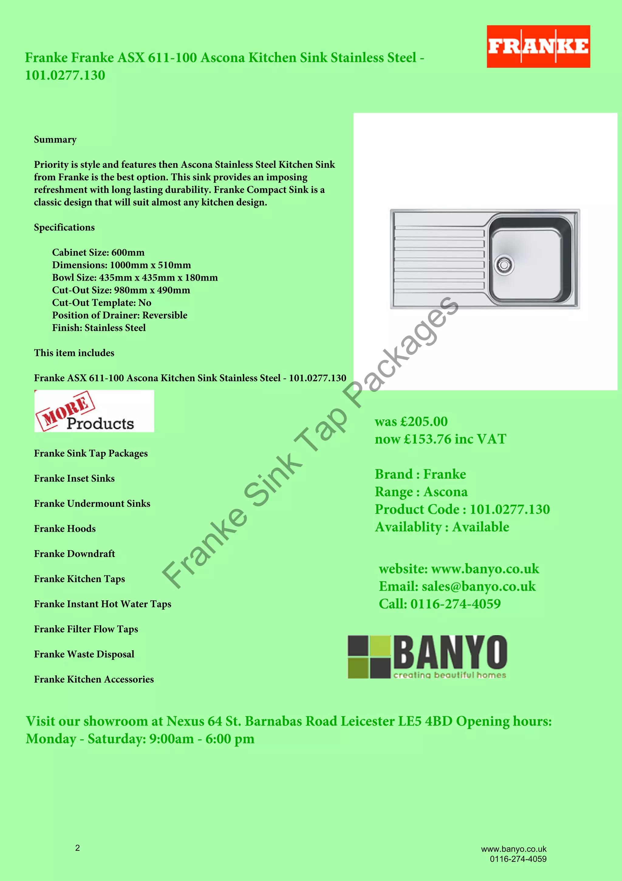 Franke sinks-taps-packages | PDF