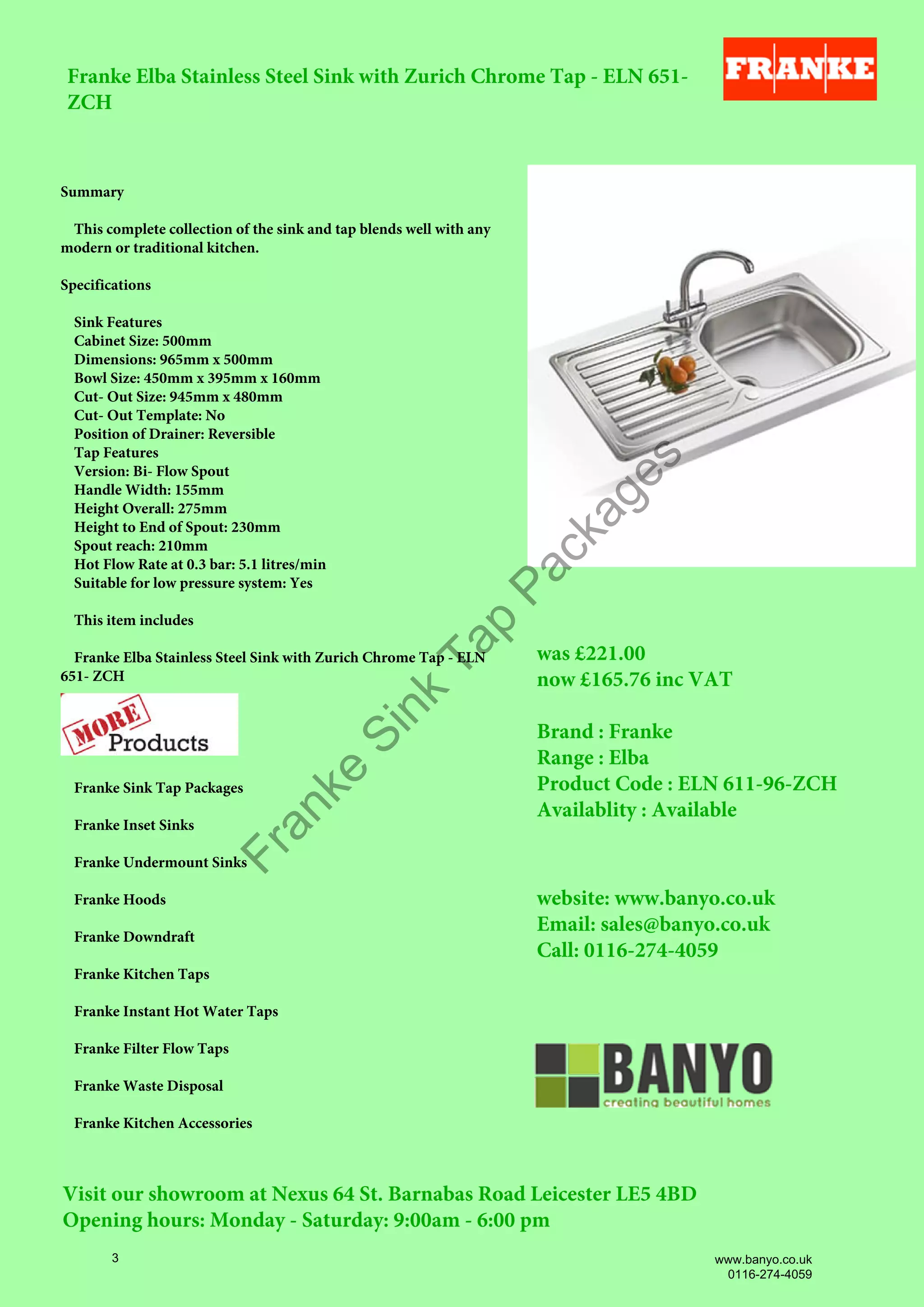 Franke sinks-taps-packages | PDF