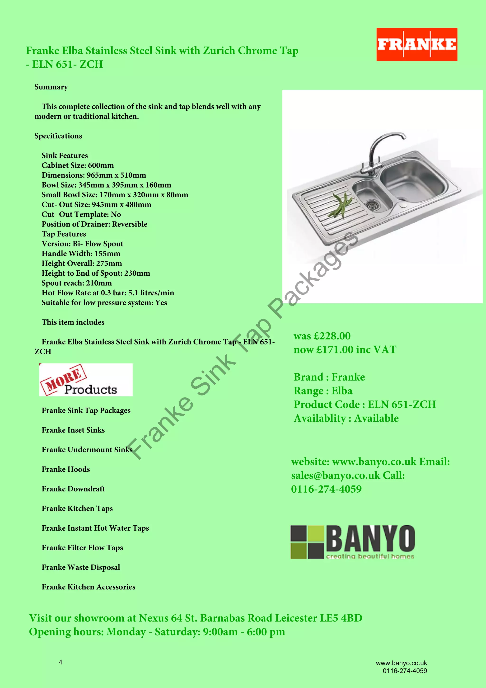 Franke sinks-taps-packages | PDF