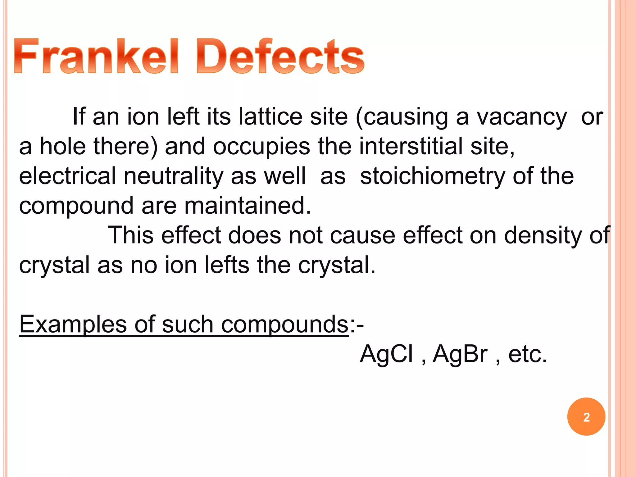Frankel and schottky defects | PPTX