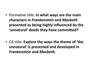 Frankenstein and macbeth | PPTX