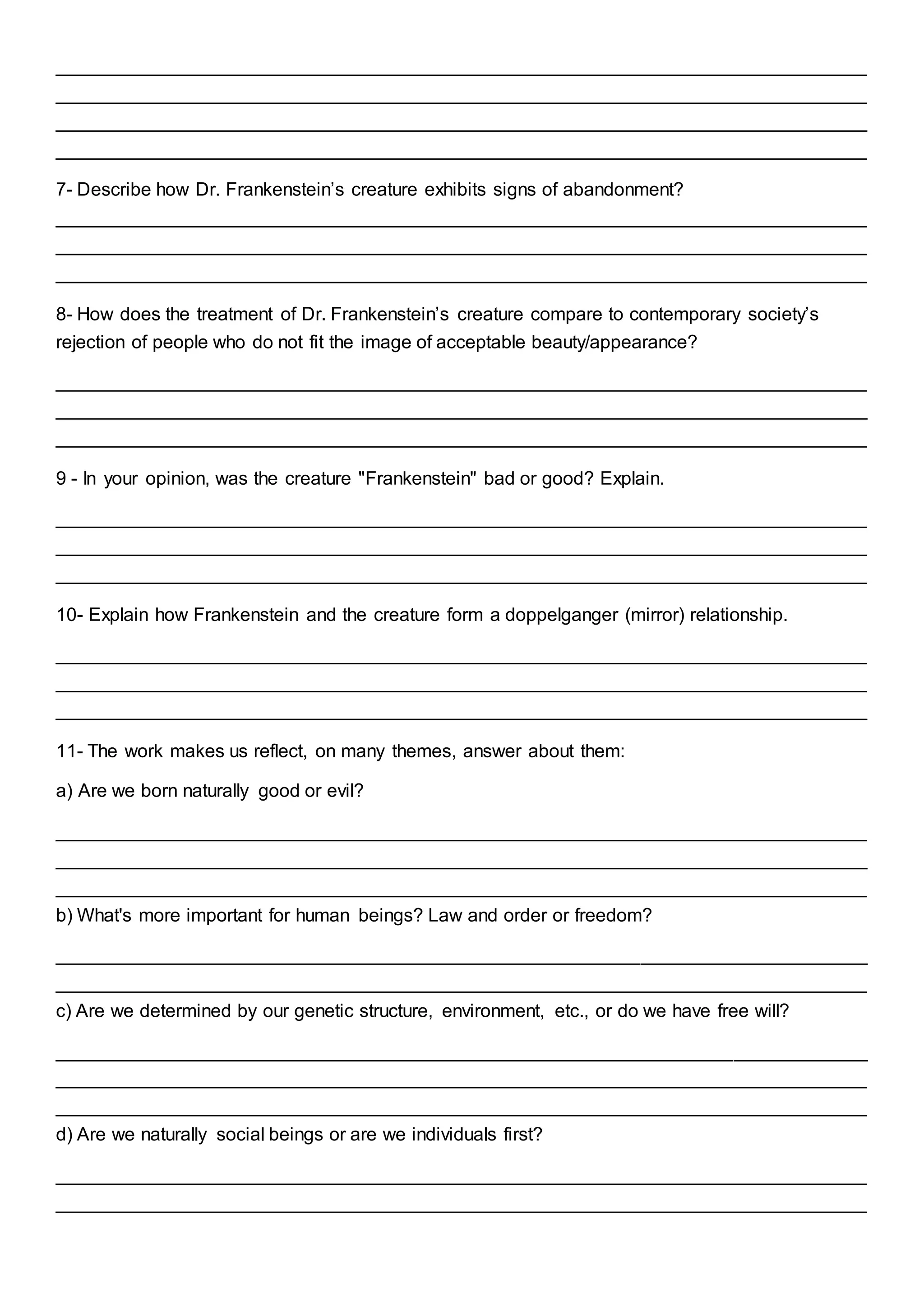 Frankenstein activities | PDF