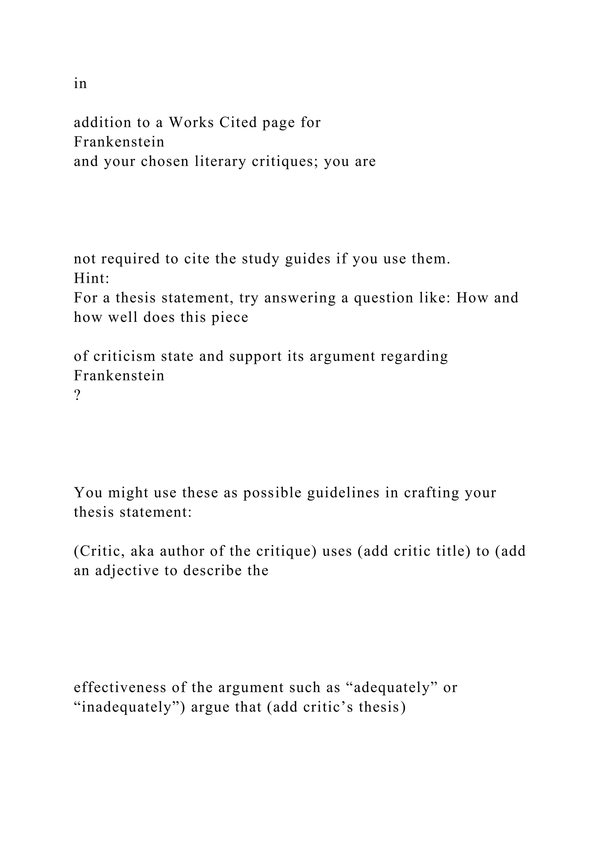 Frankenstein Critical Analysis Evaluation EssayNote Ple docx frankenstein-critical-analysis-evaluation-essaynote-ple-docx