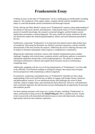 Frankenstein Essay | PDF