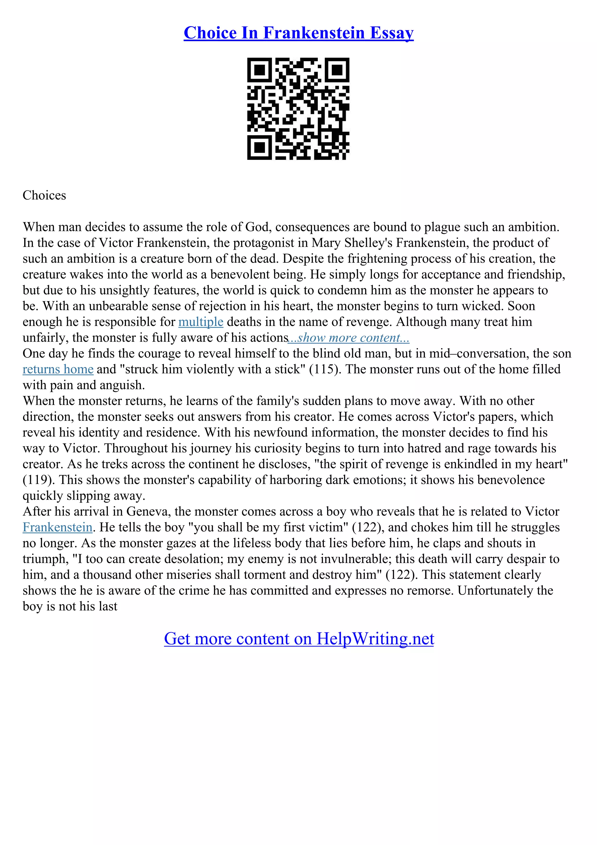 Frankenstein Essay Introduction | PDF | Science Fiction | Genres