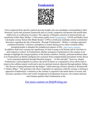 Frankenstein Essay Introduction | PDF | Science Fiction | Genres