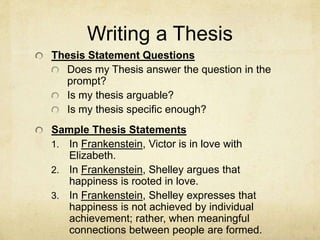 Frankenstein essay writing tips | PPT