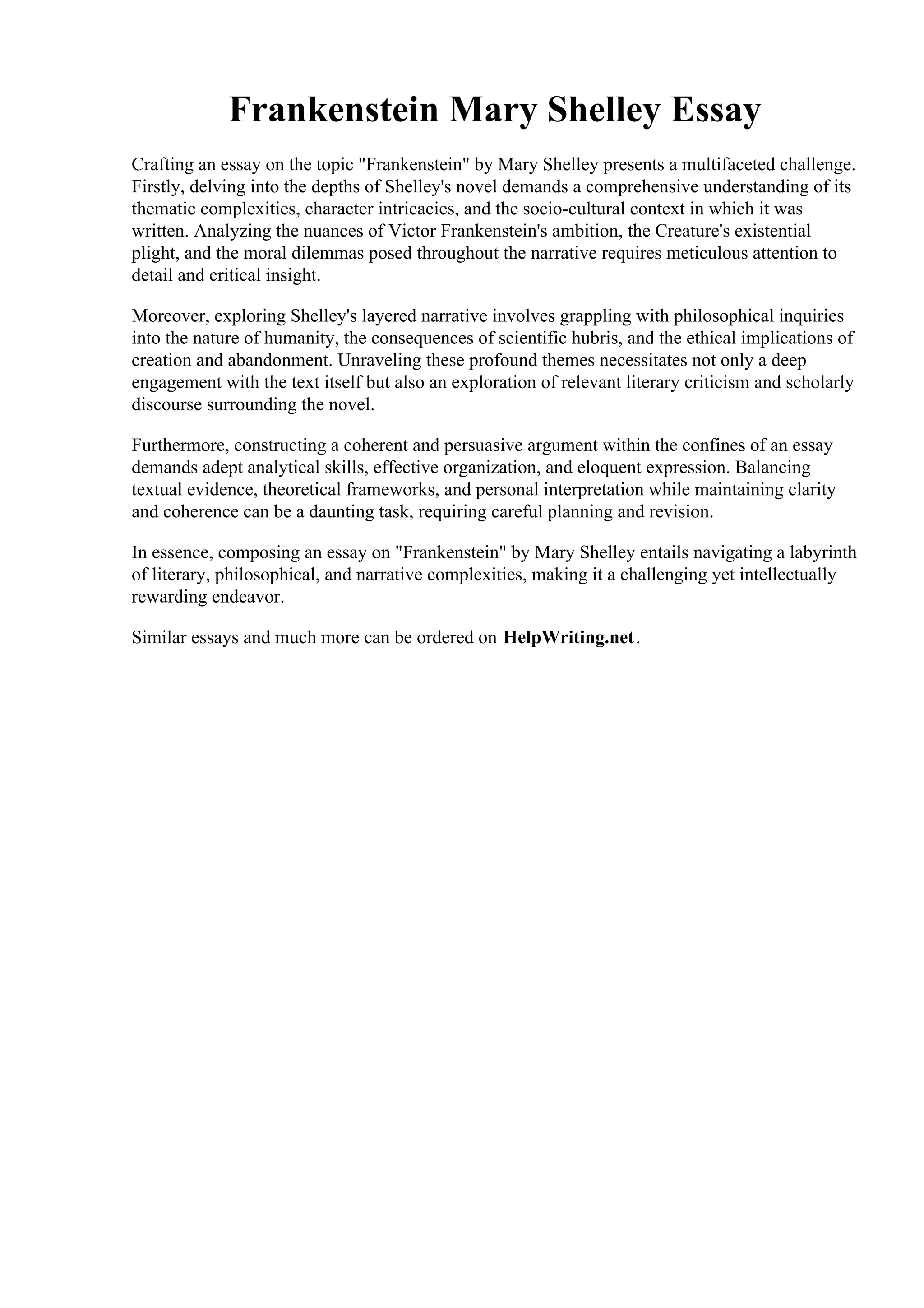 Frankenstein Mary Shelley Essay.pdfFrankenstein Mary Shelley Essay ...